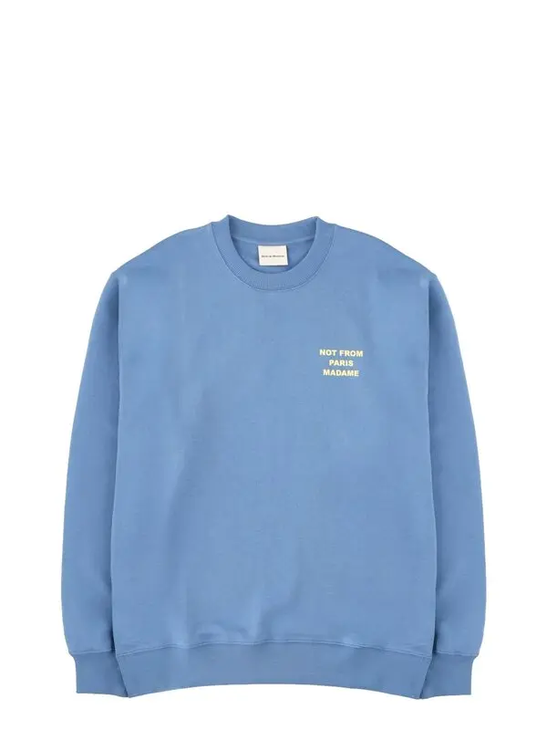 Drole De Monsieur Cotton Graphic Crewneck Sweatshirt - Blue