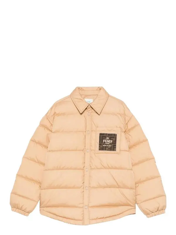 Fendi Padded Down Jacket With Logo Patch - Multicolour