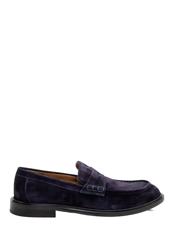 STURLINI Suede Moccasin Loafers With Front Strap - Blu