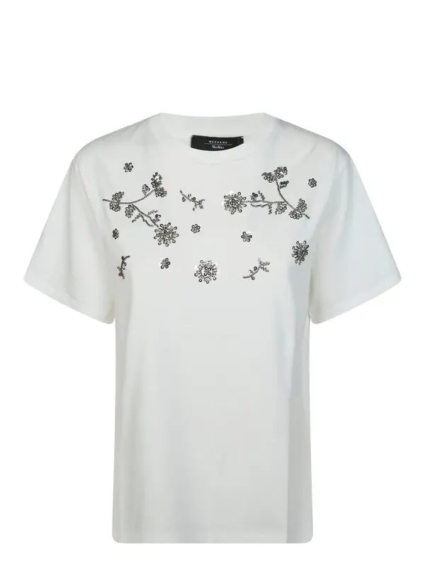 Max Mara Agile Mini T-shirt With Embellishments - Bianco