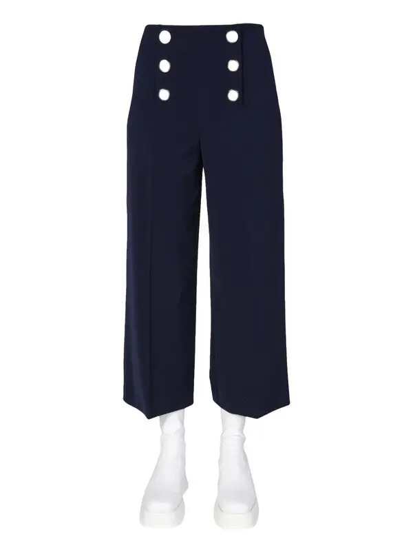 Moschino Wide Leg Trousers With Button Detailing - Blue