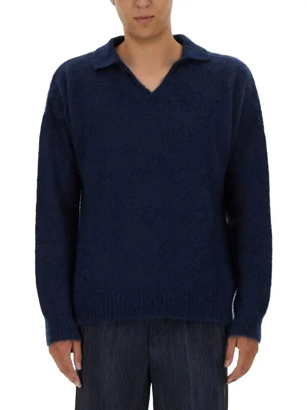 FAMILY FIRST Knit Polo Shirt - Blue