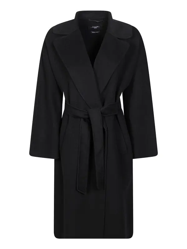 Max Mara Double Cloth Belted Coat - Nero