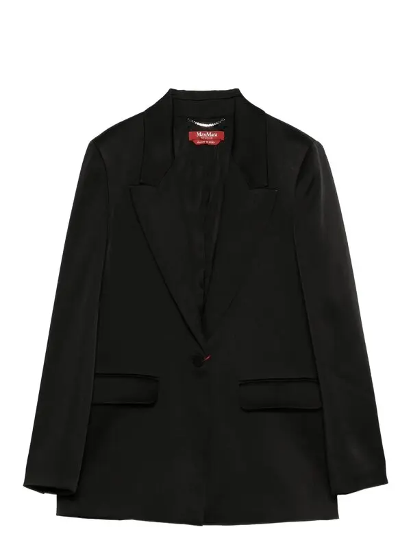 Max Mara Silk-effect Blazer With Buttoned Handles And Vent - Black