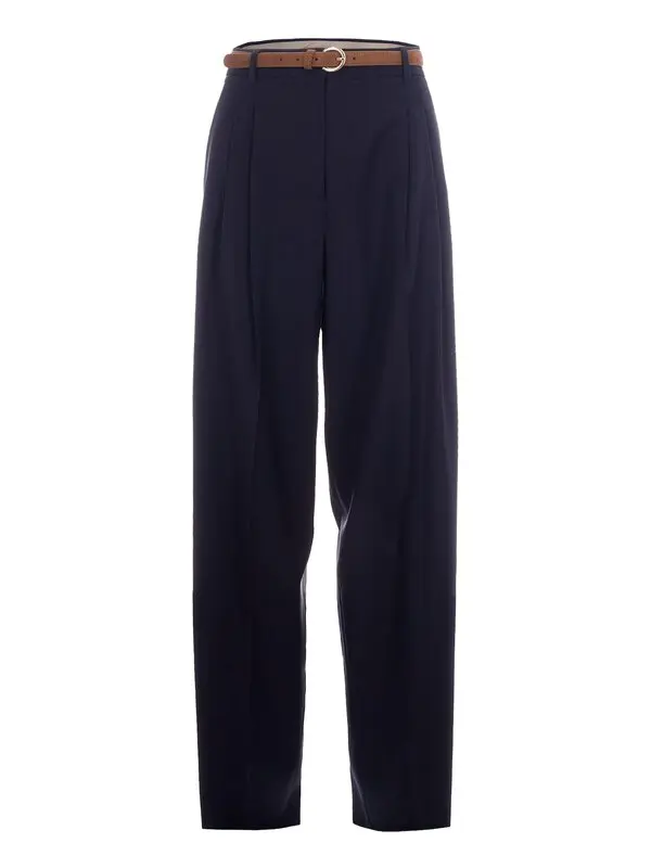 Max Mara Tailored Virgin Wool Trousers - Blu