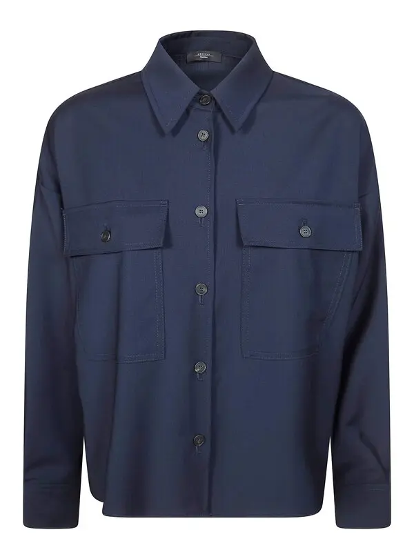 Max Mara Linen Shirt Jacket - Blu
