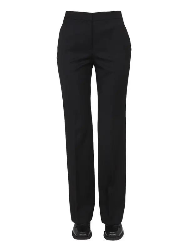 Moschino Grain De Poudre Wool Straight-leg Pants - Black