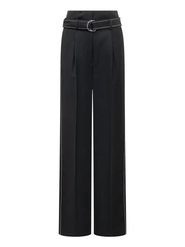 THE SEAFARER Belted Virgin Wool Trousers - Blu