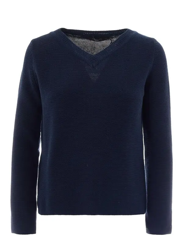 Max Mara V-neck Fine Knit Sweater - Blu