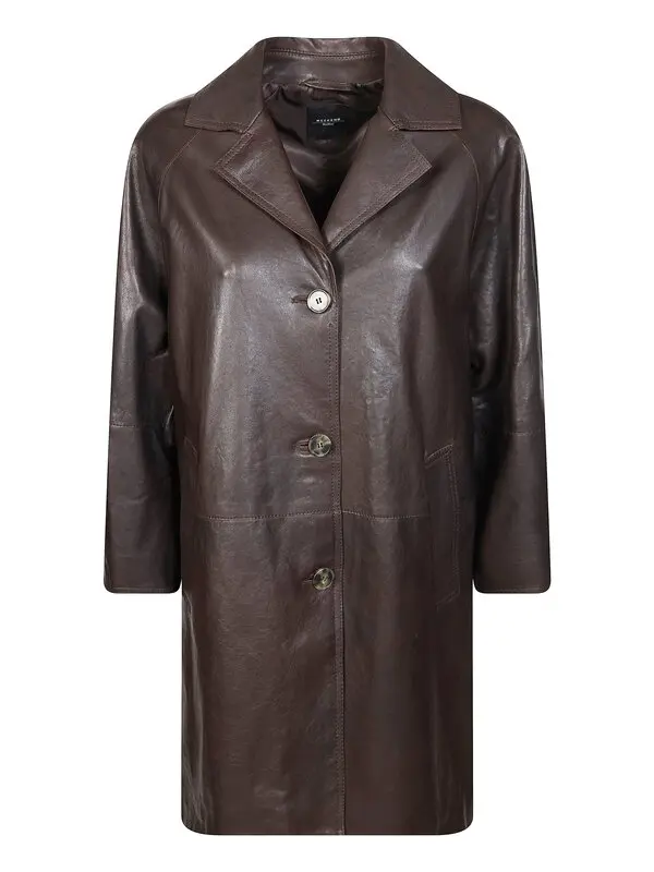 Max Mara Leather Trench Coat - Marrone