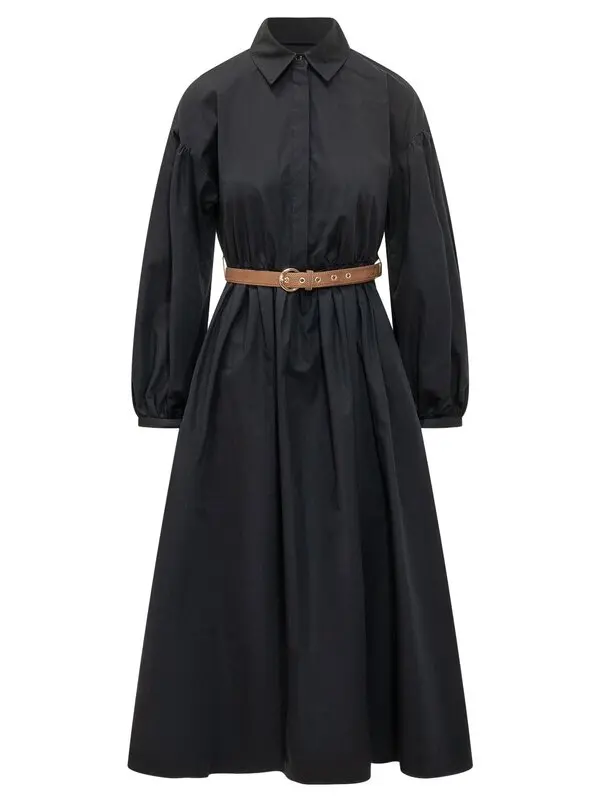 Max Mara Long Sleeve Belted Chemisier Dress - Blu