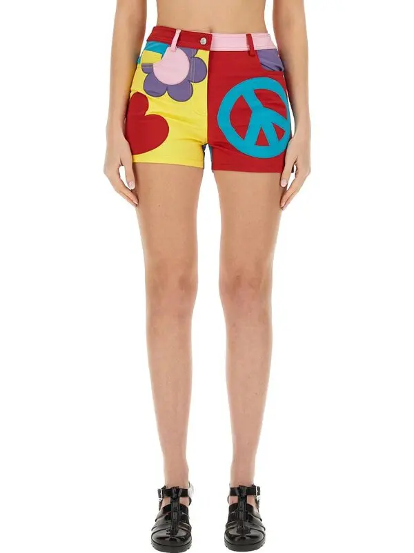 Moschino Graphic Print Cotton Blend Shorts - Multicolour