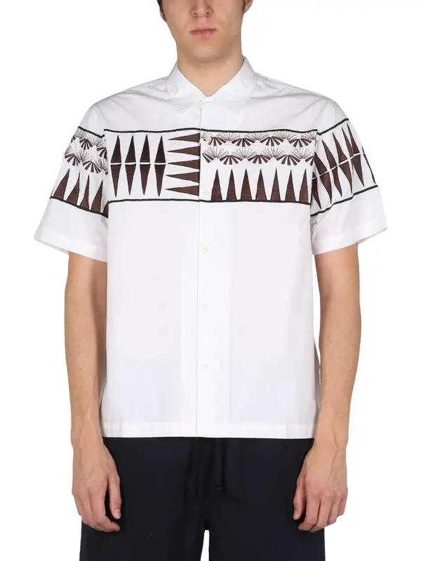 Universal Works Embroidered Pointed Collar Shirt - Powder