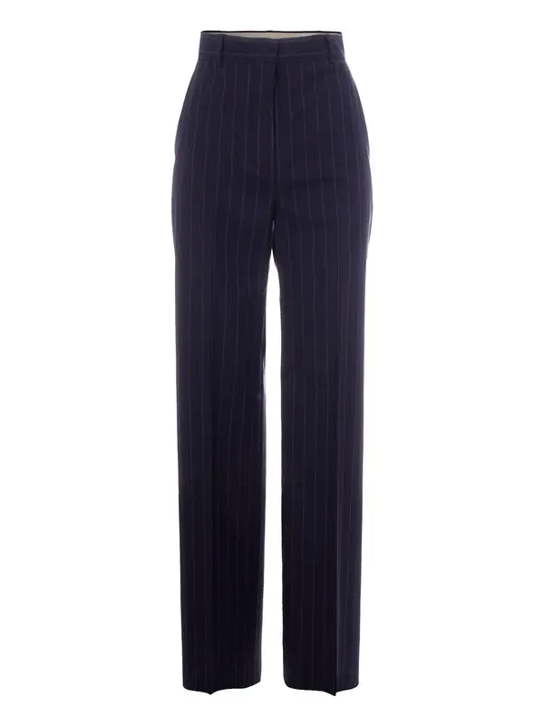 Max Mara High-waist Pinstripe Straight-leg Trousers - Blu