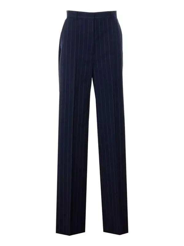 Max Mara Striped Virgin Wool Trousers - Navy