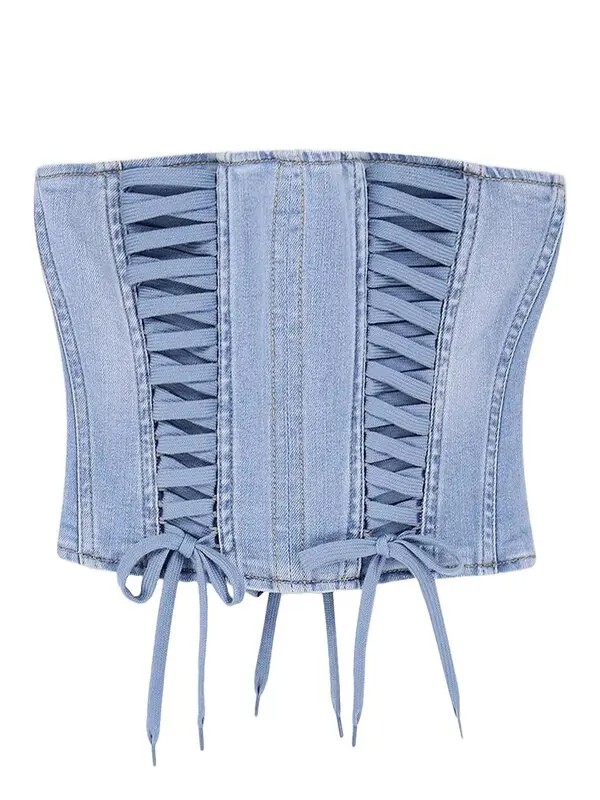 Elisabetta Franchi Corset Top With Lace-up Detail - Light Blue