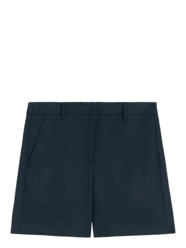 Max Mara High-waisted Linen Shorts With Covered Zip - Blue