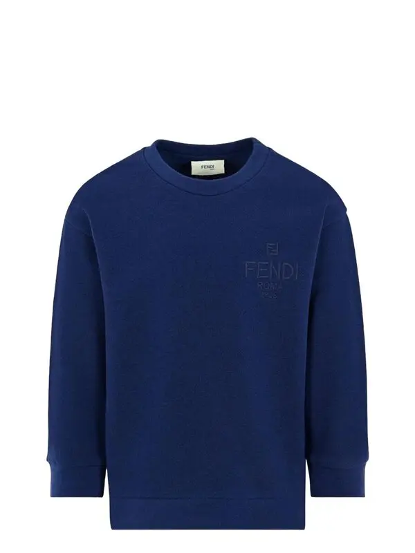Fendi Logo Embroidered Cotton Sweatshirt - Multicolour