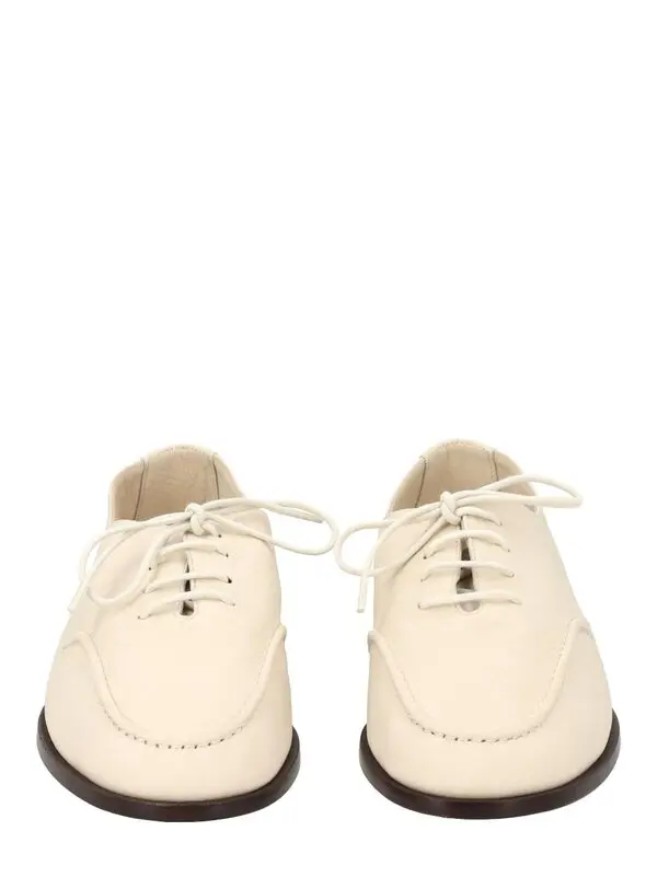 Hereu Soft Leather Lace-up Low-calf Boots - Ivory