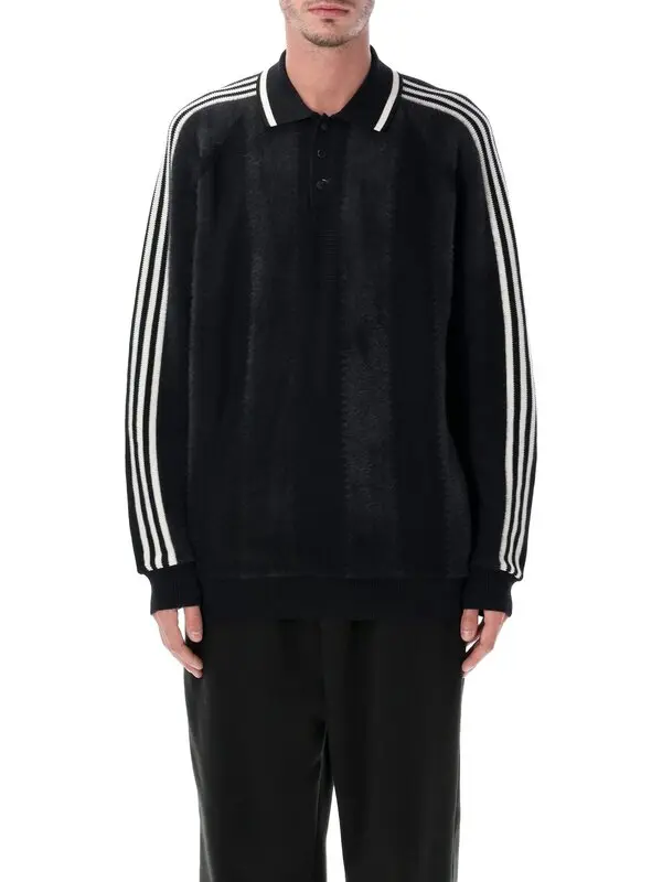 ADIDAS ORIGINALS Knit Pullover With Quarter Button Pocket - Black