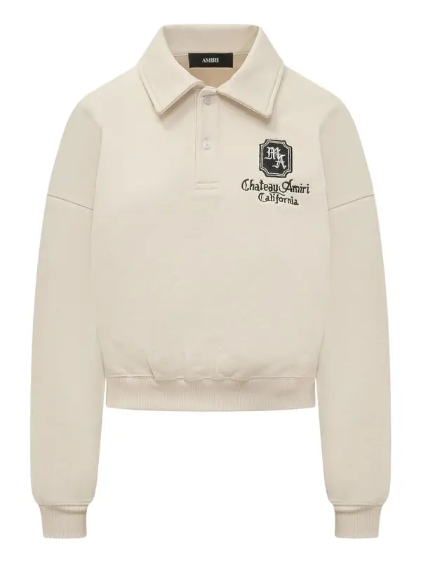 Amiri Embroidered Cotton Polo - Alabaster