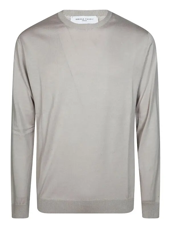 DANIELE FIESOLI Long Sleeve Cotton Crewneck Sweater - Beige