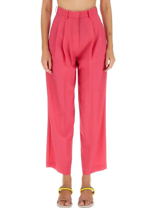 ALYSI Tailored Wool Blend Trousers - Fuchsia