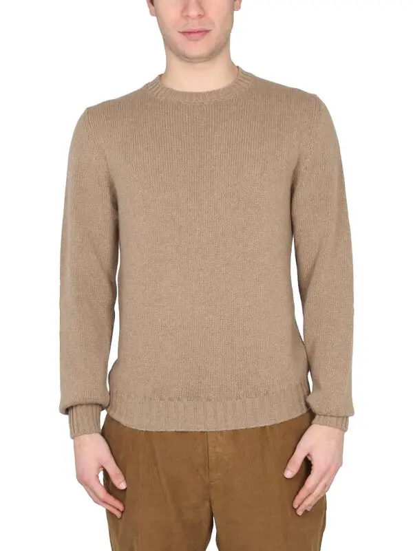 PT TORINO Crew Neck Wool And Angora Blend Sweater - Brown
