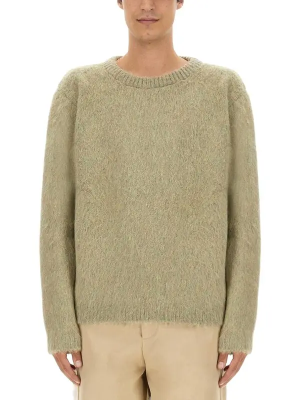 LEMAIRE Crew Neck Brushed-effect Jumper - Grey