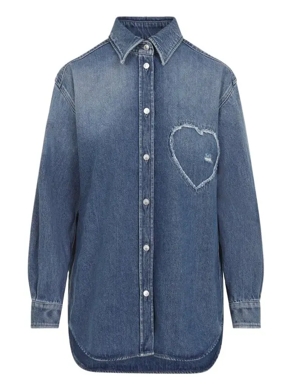 Moschino Heart Denim Shirt - Blue