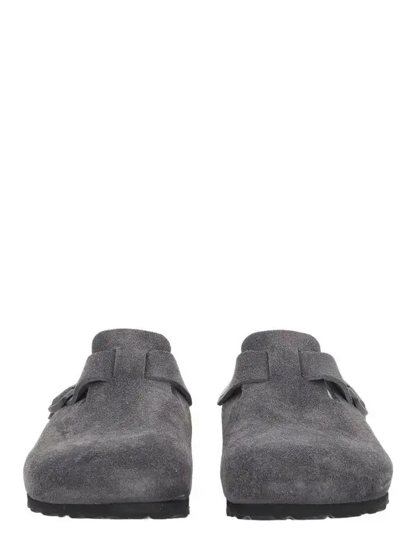 BIRKENSTOCK Leather Flats With Buckle Detailing - Grey