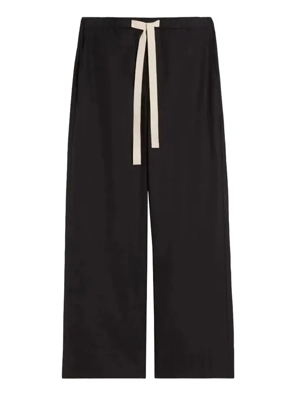 Max Mara Straight Leg Cotton Trousers With Drawstring Detail - Black