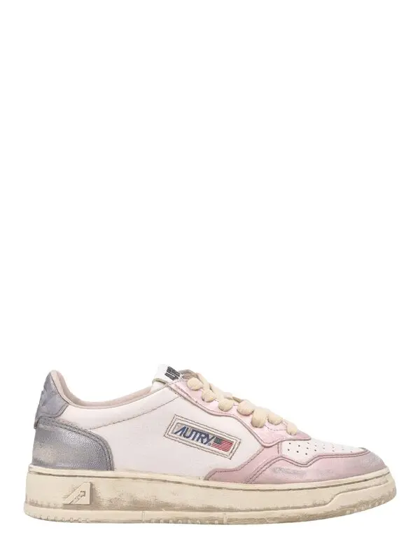 AUTRY Vintage Inspired Low Top Sneakers - White/rose/black Board