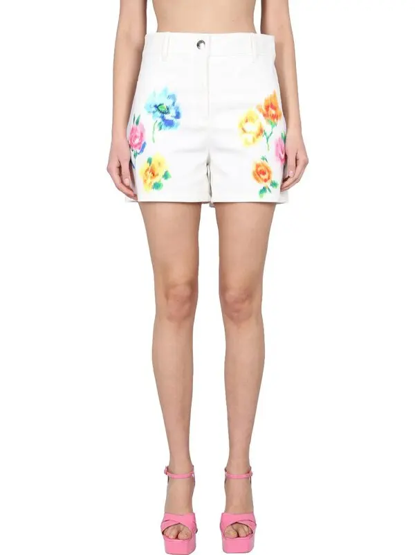Moschino Floral Embroidered Mini Shorts - White
