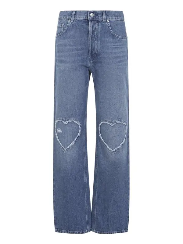 Moschino Laurel Crown Patch Denim Jeans - Blue