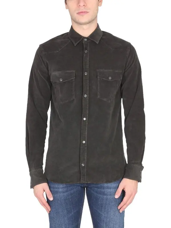 PT TORINO Classic Collar Snap Closure Shirt - Brown