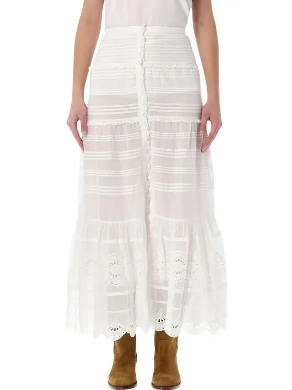 MARANT ETOILE Marant Étoile Organic Cotton & Lace Maxi Skirt - White