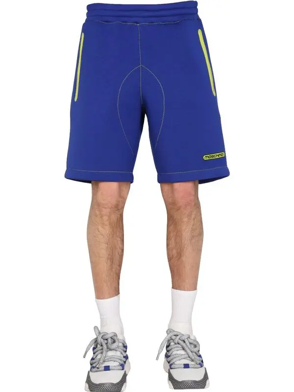 Moschino Print Jersey Track Shorts - Blue