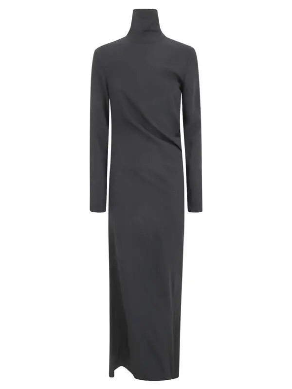 TOTEME High Neck Long Sleeve Maxi Dress - Black