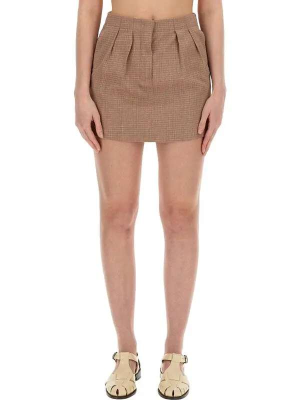 ALYSI Plaid Mini Skirt - Brown