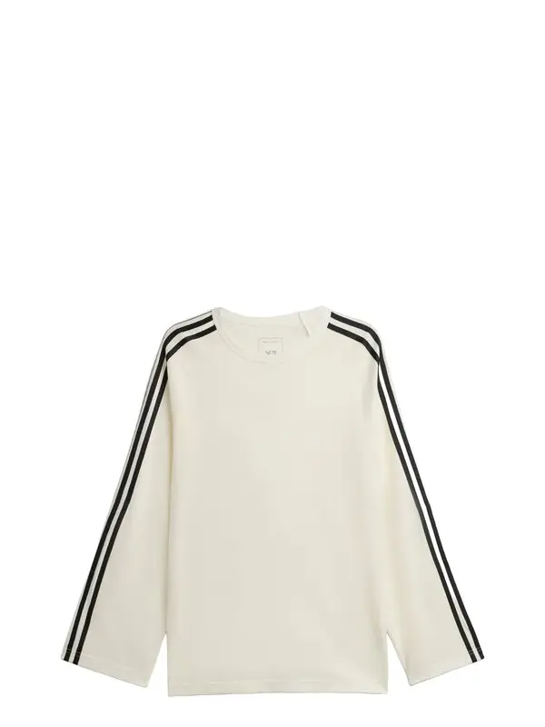 Y3 Long Sleeve Utility Tee With Signature Stripes - White