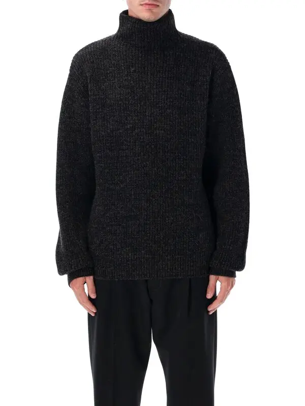 LEMAIRE High-neck Ribbed Sweater - Black