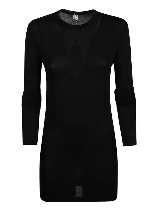 TOTEME Long Sleeve Crewneck T-shirt - Black