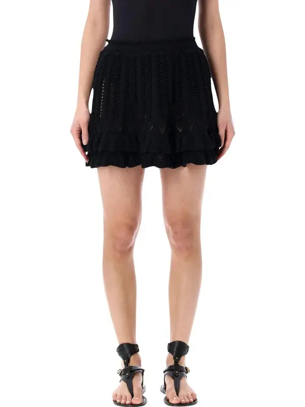 MARANT ETOILE Ruffled Knit Mini Skirt - Black