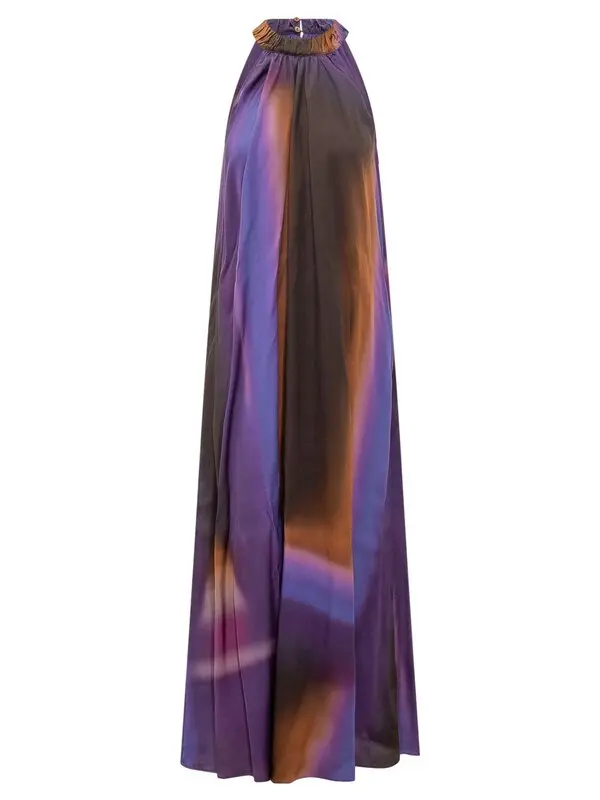 Momoni Anduca Dress Maxi Length, Halterneck - Iris/caramello