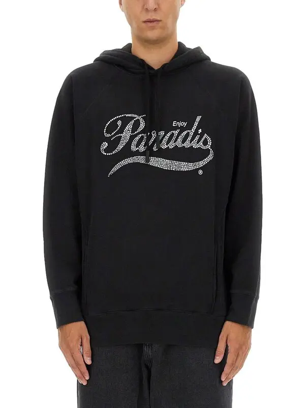 3.PARADIS Embellished Logo Hoodie - Black