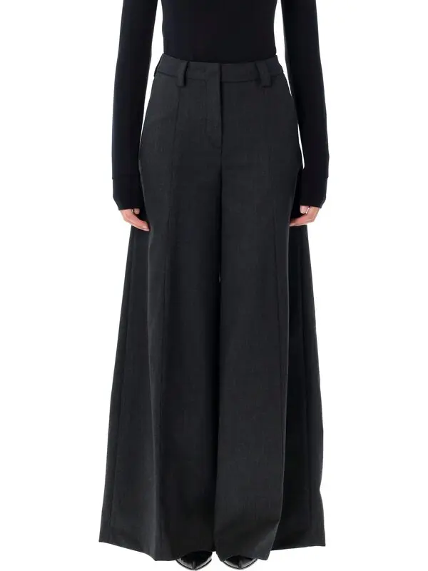 THE LATEST Wide Leg Wool Blend Trousers - Grey Blackboard