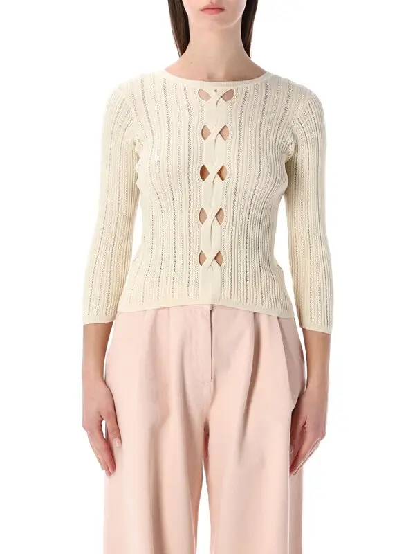 SESSUN Reversible Rib-knit Jumper With 3/4-length Sleeves And Cut-out Detailing - Fleur De Sal