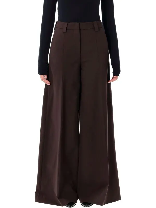 THE LATEST Wide Leg Wool Blend Trousers - Brown