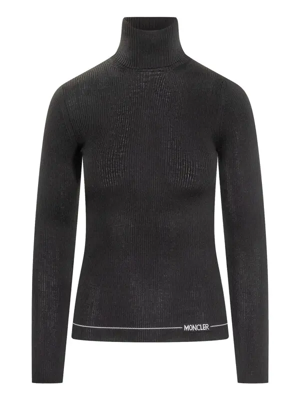Moncler Ribbed Wool Turtleneck Sweater - Nero